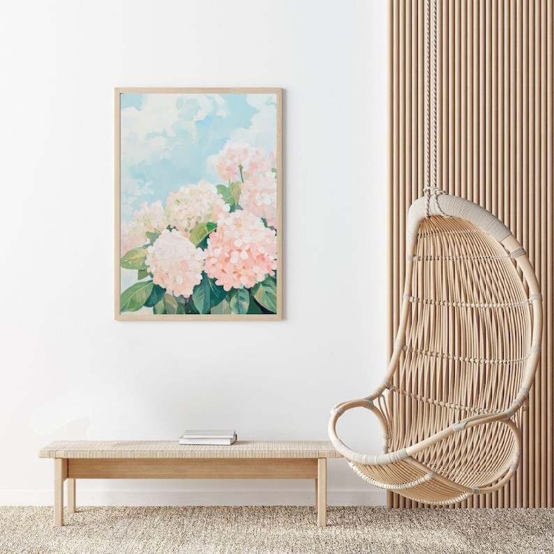 Pink Hydrangea Painting: Pastel Floral Wall Art (digital Download) - Etsy