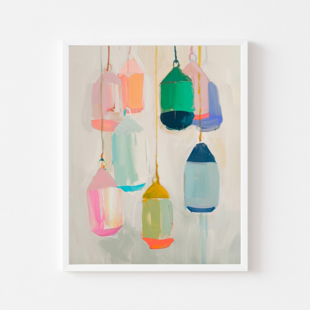 Neon Buoy Painting: Abstract Coastal Wall Art (digital Download) - Etsy