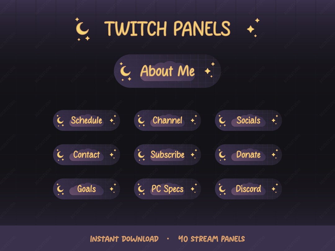 40 Moon Night Twitch Panels for Stream | Stream Panels | Bundle ...