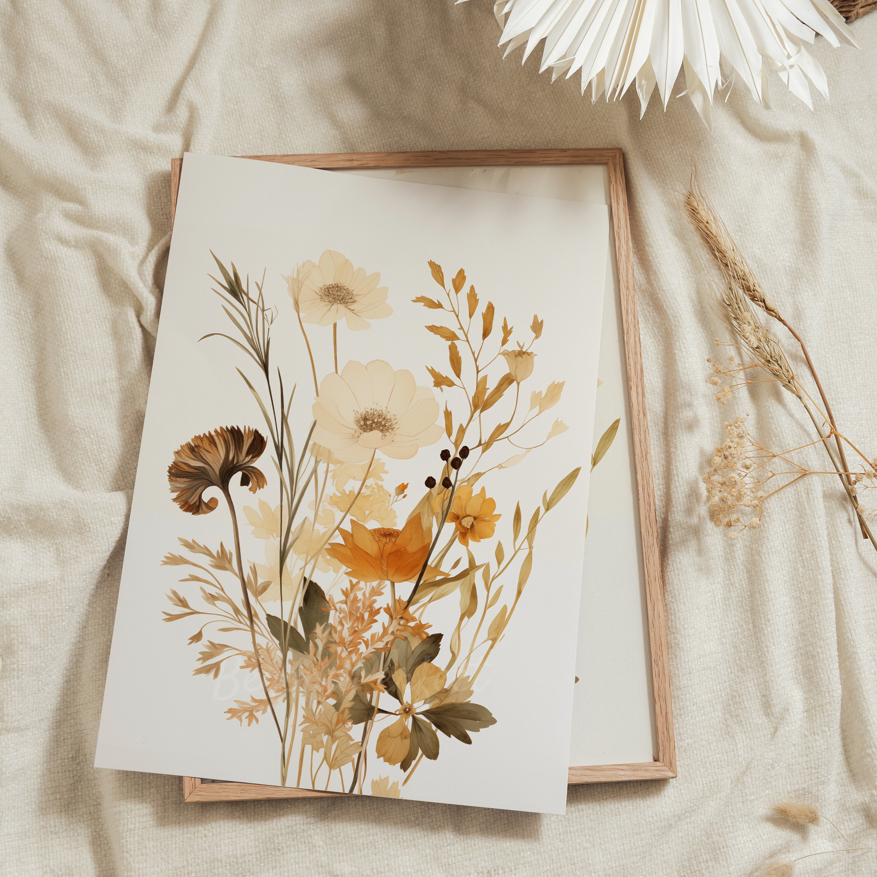 Boho Watercolor Wildflower Prints Set of 3, Minimalist Boho Wall Decor ...
