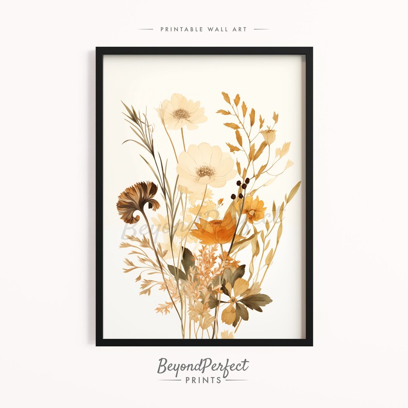 Boho Watercolor Wildflower Prints Set of 3, Minimalist Boho Wall Decor ...