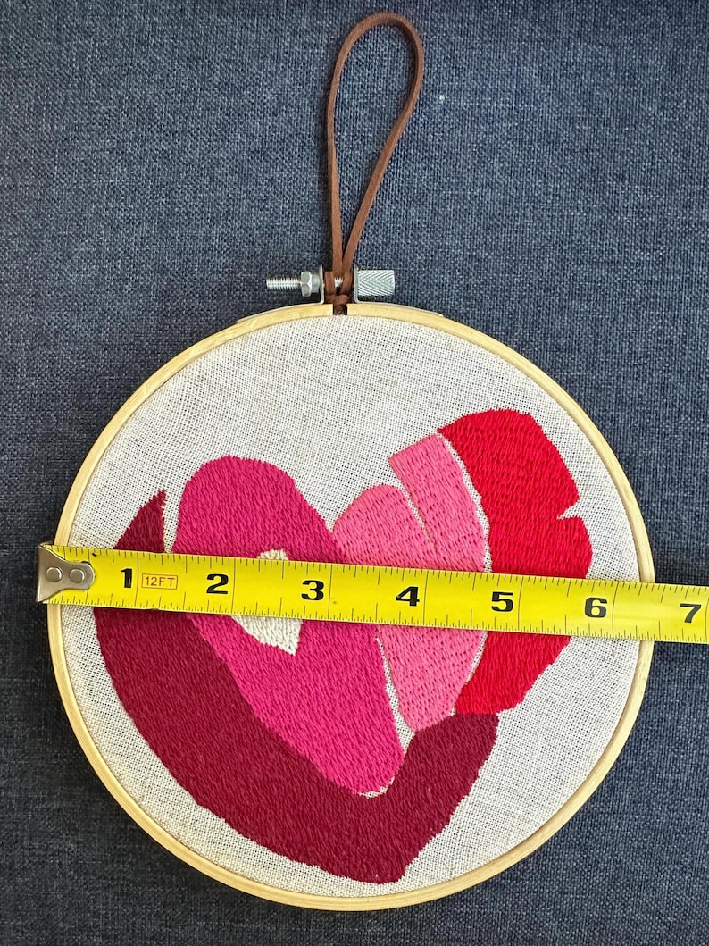 Love Text in Heart Shape 6 Inch Hand Embroidery in Wooden Hoop With ...