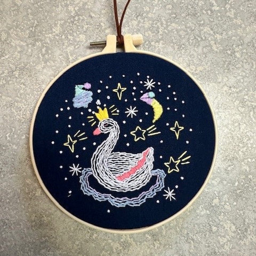 6 Inch Hand Embroidered Sleepy Swan Wall Hanging - Etsy