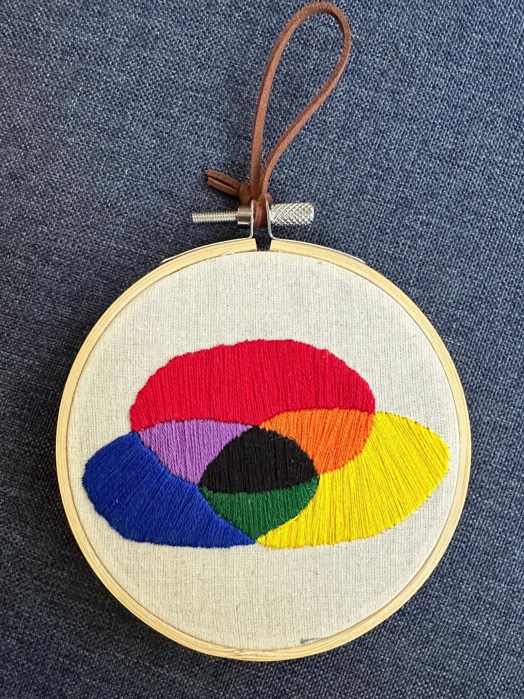 Rainbow Venn Diagram 4 Inch Hand Embroidery in Wooden Hoop With Faux ...