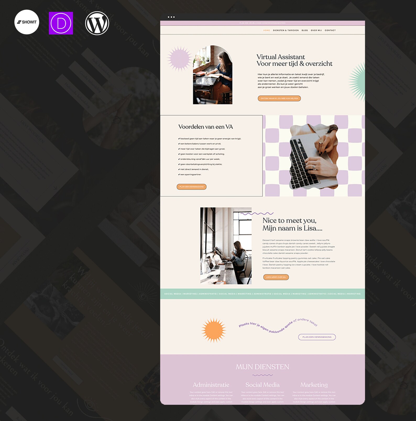 Custom Wordpress Website I Divi Showit Elementer Custom Web Design - Etsy