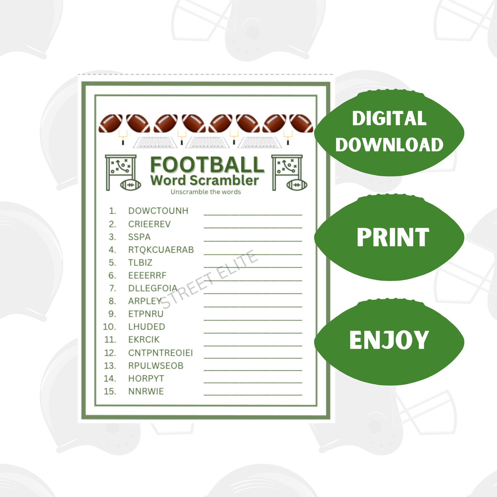 FOOTBALL WORD UNSCRAMBLE Game, Unscramble Word Activity Game, Football ...