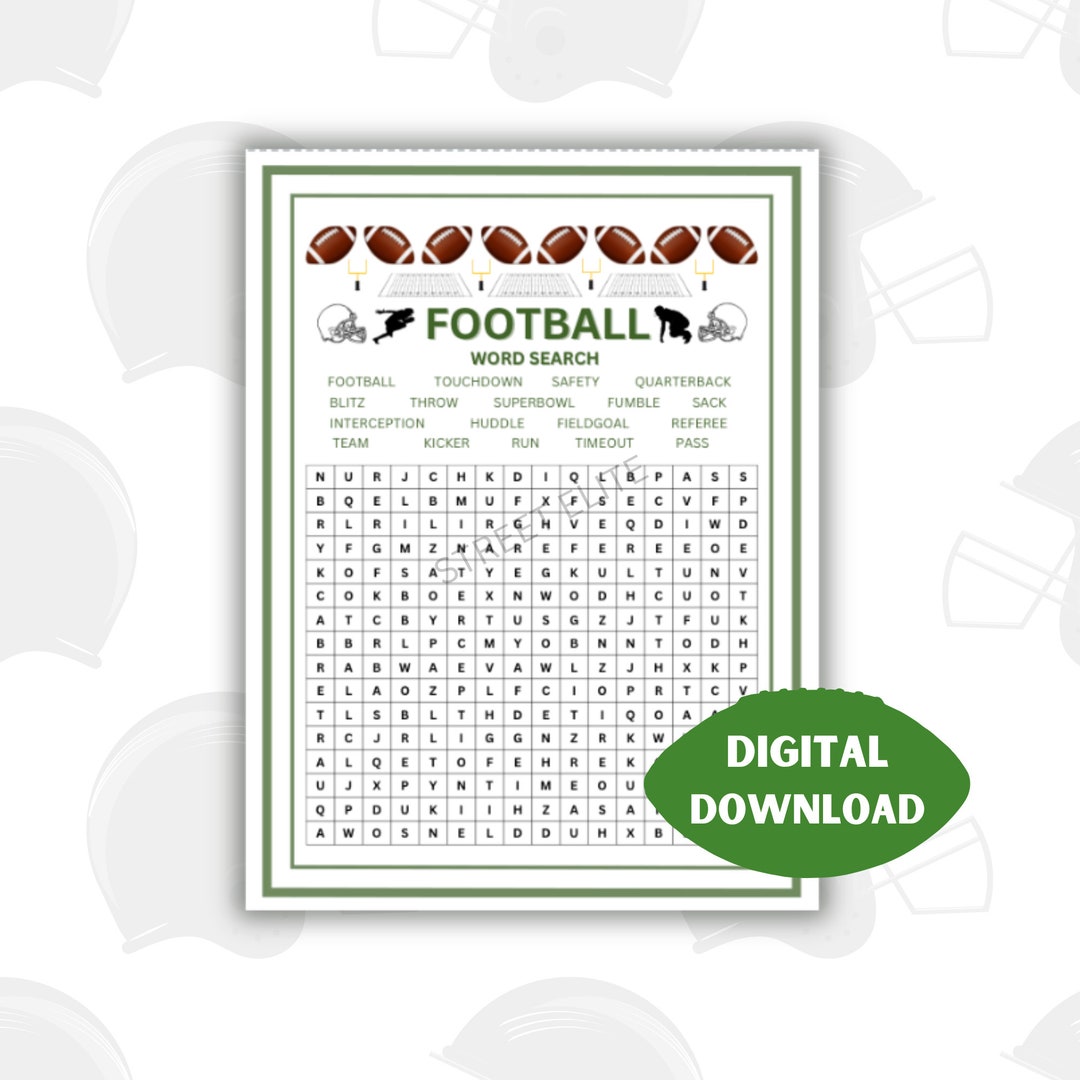 FOOTBALL WORD SEARCH Party Game, Football Word Search Activity ...