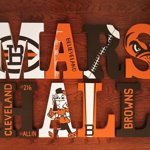 CLEVELAND BROWNS Custom Wood Letters - Personalized Name Sign - Name ...