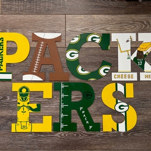 GREEN BAY PACKERS Custom Wood Letters - Personalized Name Sign - Name ...