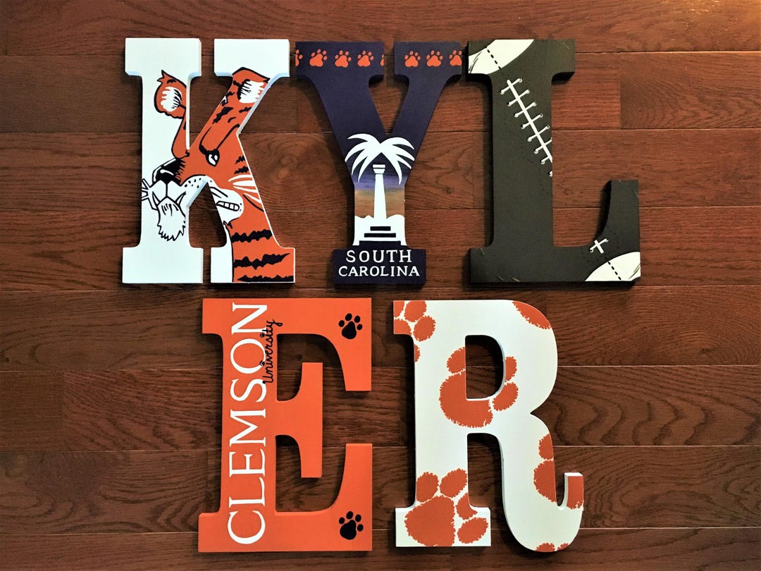 CLEMSON UNIVERSITY TIGERS Custom Wood Letters - Personalized Name Sign ...