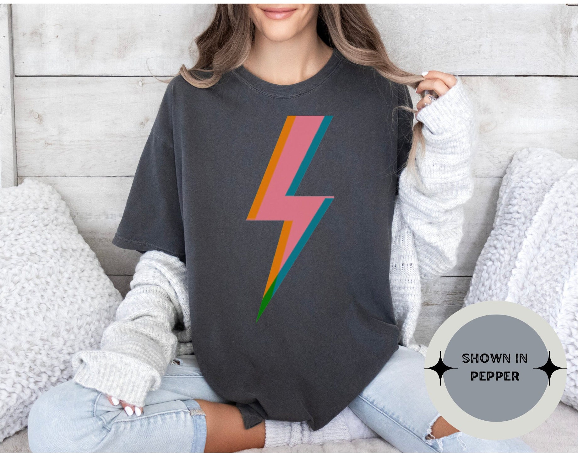 Comfort Colors Lightning Bolt Shirt, Lightning Bolt Shirt, Retro Shirt ...