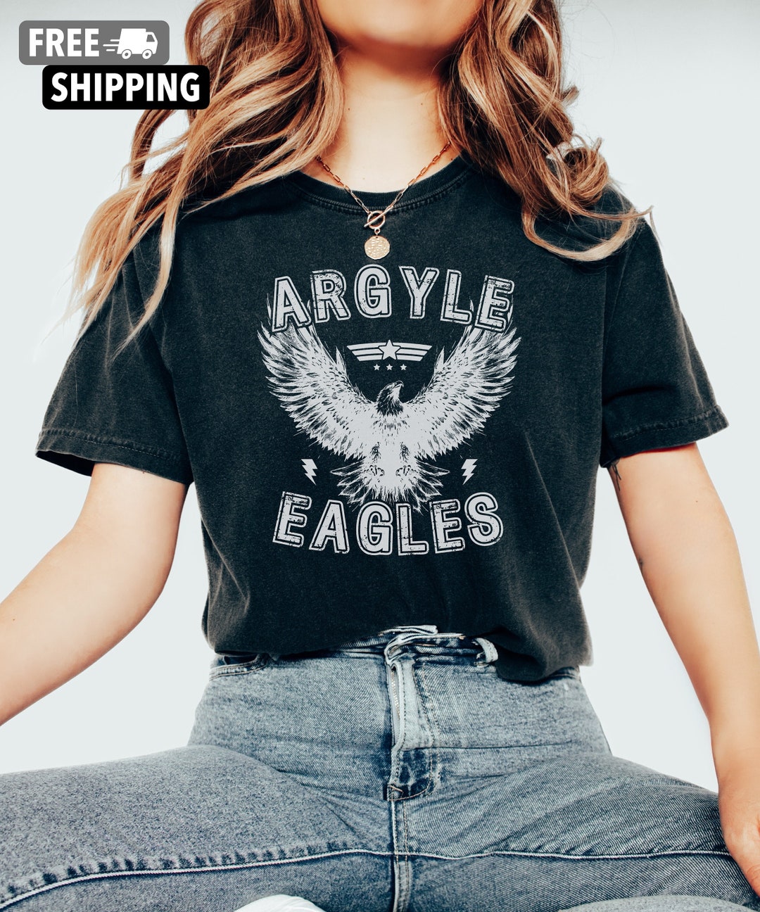Vintage Distressed Argyle Eagles Graphic Tee - Retro Eagle Shirt for Men and Women, Vintage ...