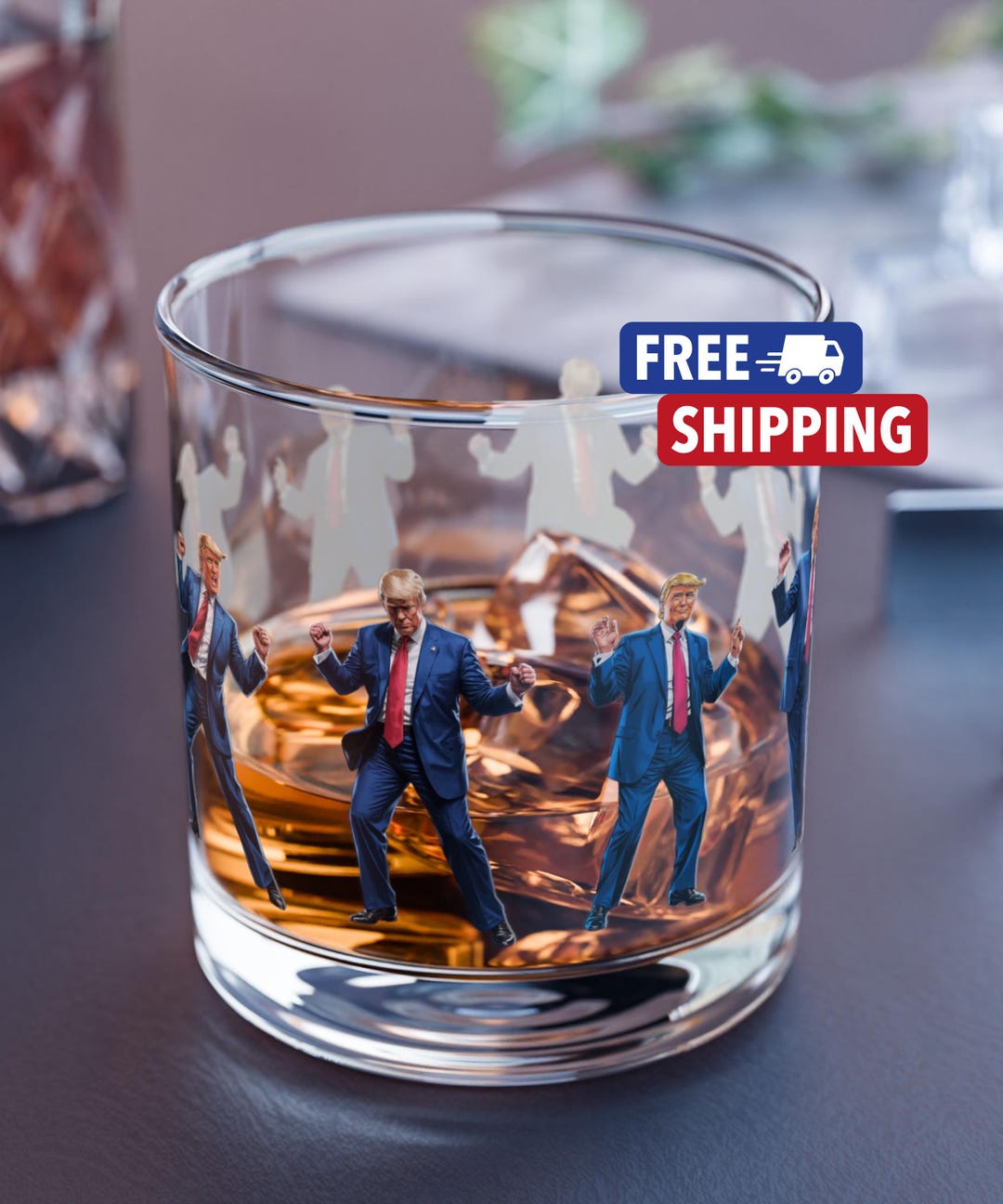 Funny Dancing Trump Rocks Glass - 10 Oz Whiskey Glass, Dancing Trump ...