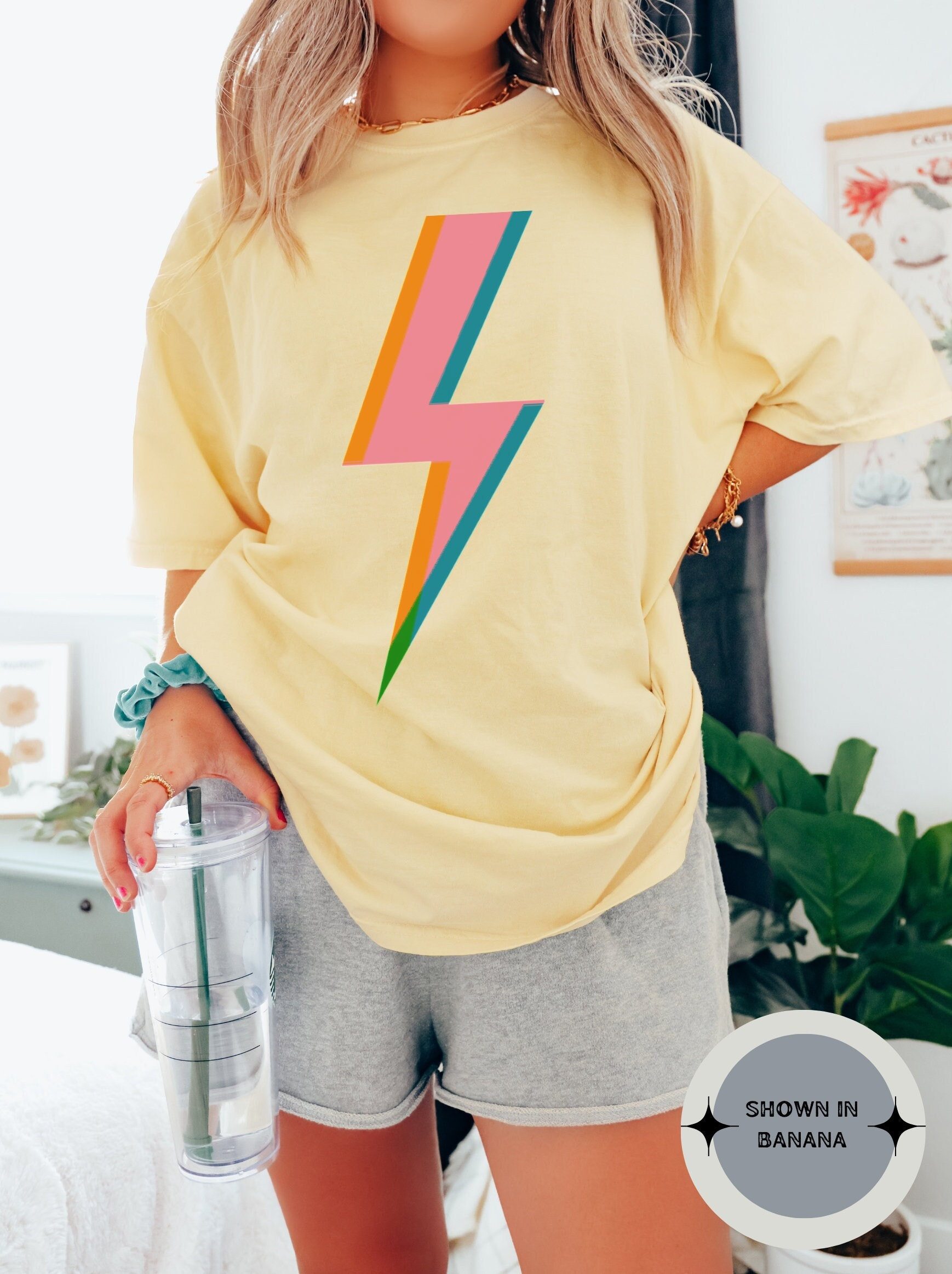 Comfort Colors Lightning Bolt Shirt, Lightning Bolt Shirt, Retro Shirt ...