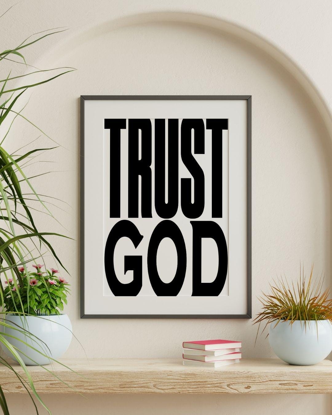Trust God Wall Art Print Typography Poster Trendy Christian Wall Art ...