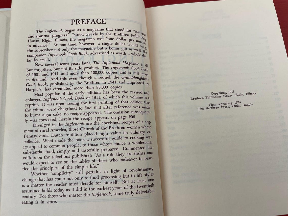 1970s Inglenook Cook Book, First Reprinting 1970, Hardcover, the ...