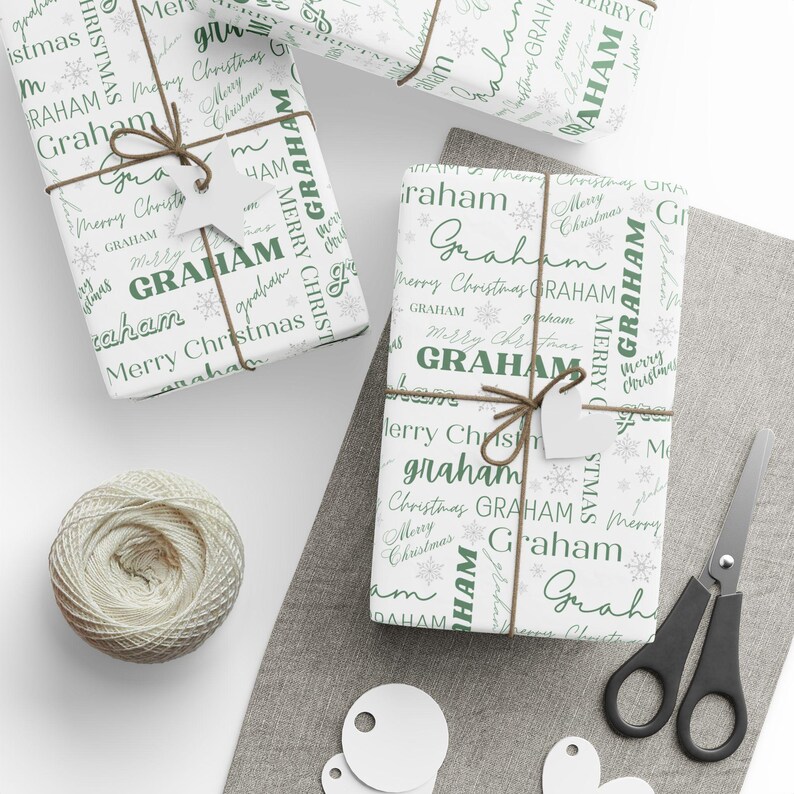 Personalized Christmas Wrapping Paper, Custom Name Collage Wrapping ...