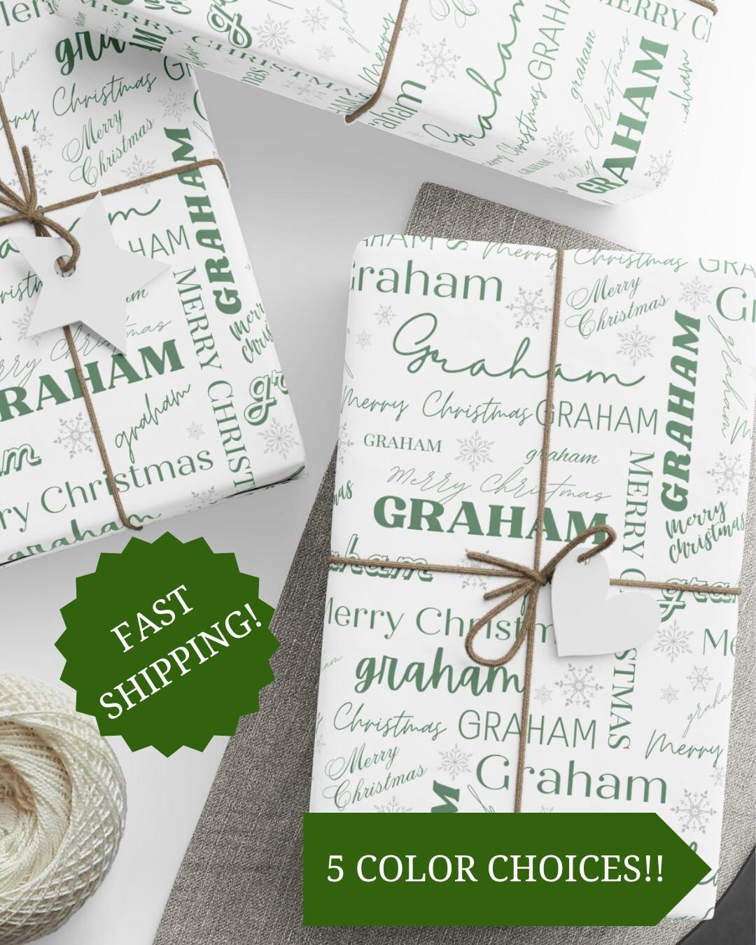 Personalized Christmas Wrapping Paper, Custom Name Collage Wrapping ...