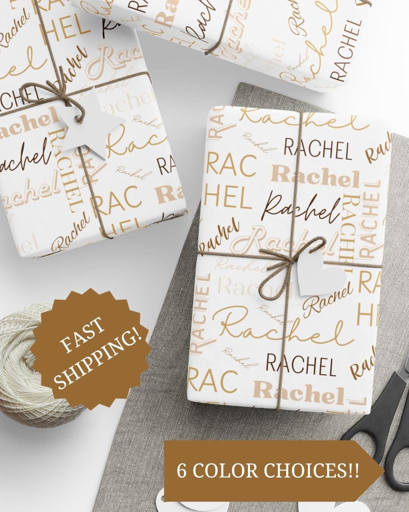 Custom Name Collage Personalized Wrapping Paper, Custom Name Wrapping ...