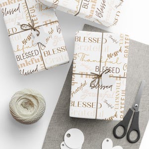 Thankful Grateful Blessed Custom Word Collage Wrapping Paper - Etsy