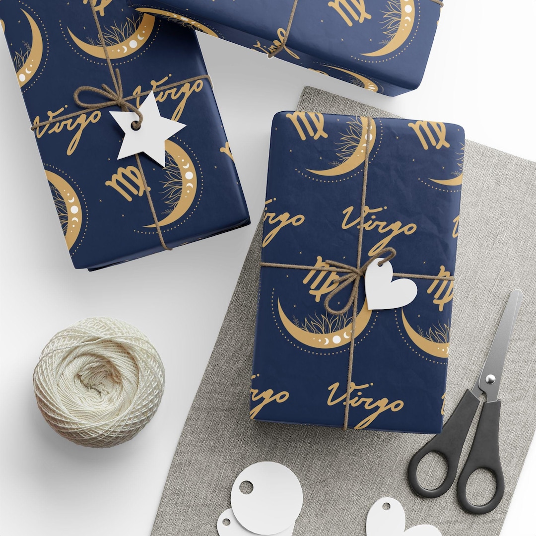 Astrology Wrapping Paper: Zodiac Moon & Stars, Virgo Gift - Etsy