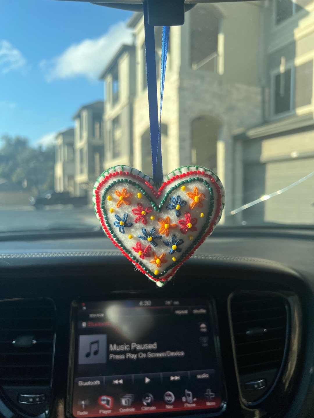 Beaded Heart Car Charm | Valentine's Day Car Decoration | Colorful ...