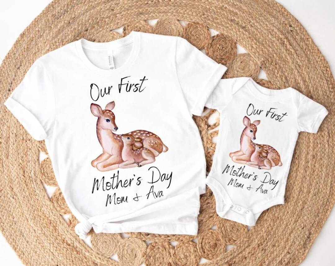 Personalized Mother’s Day Matching Shirts With Custom Names – Cute Deer ...