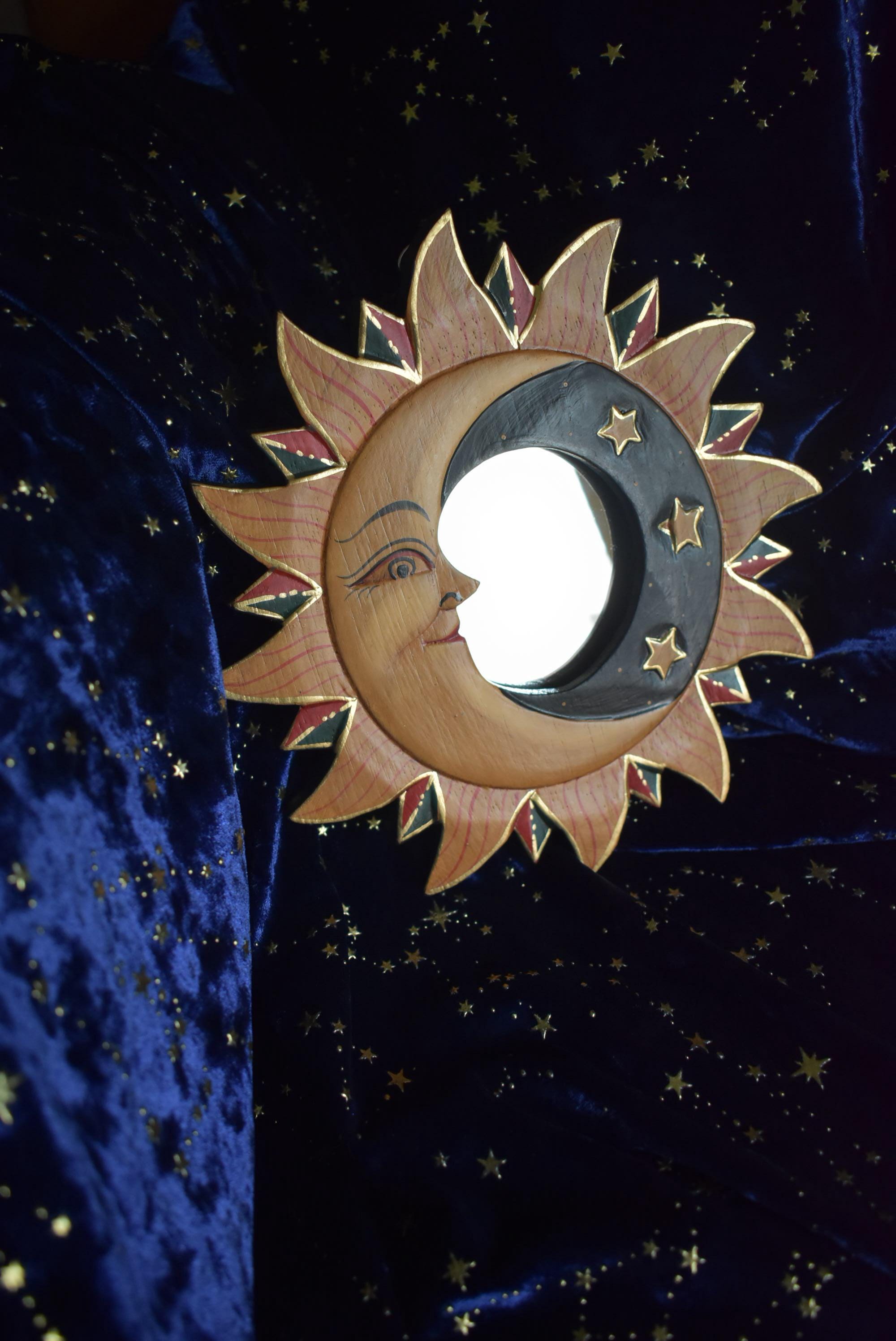 Whimsigoth Moon and Sun Face Mirror: Celestial Wood Home Decor - Etsy
