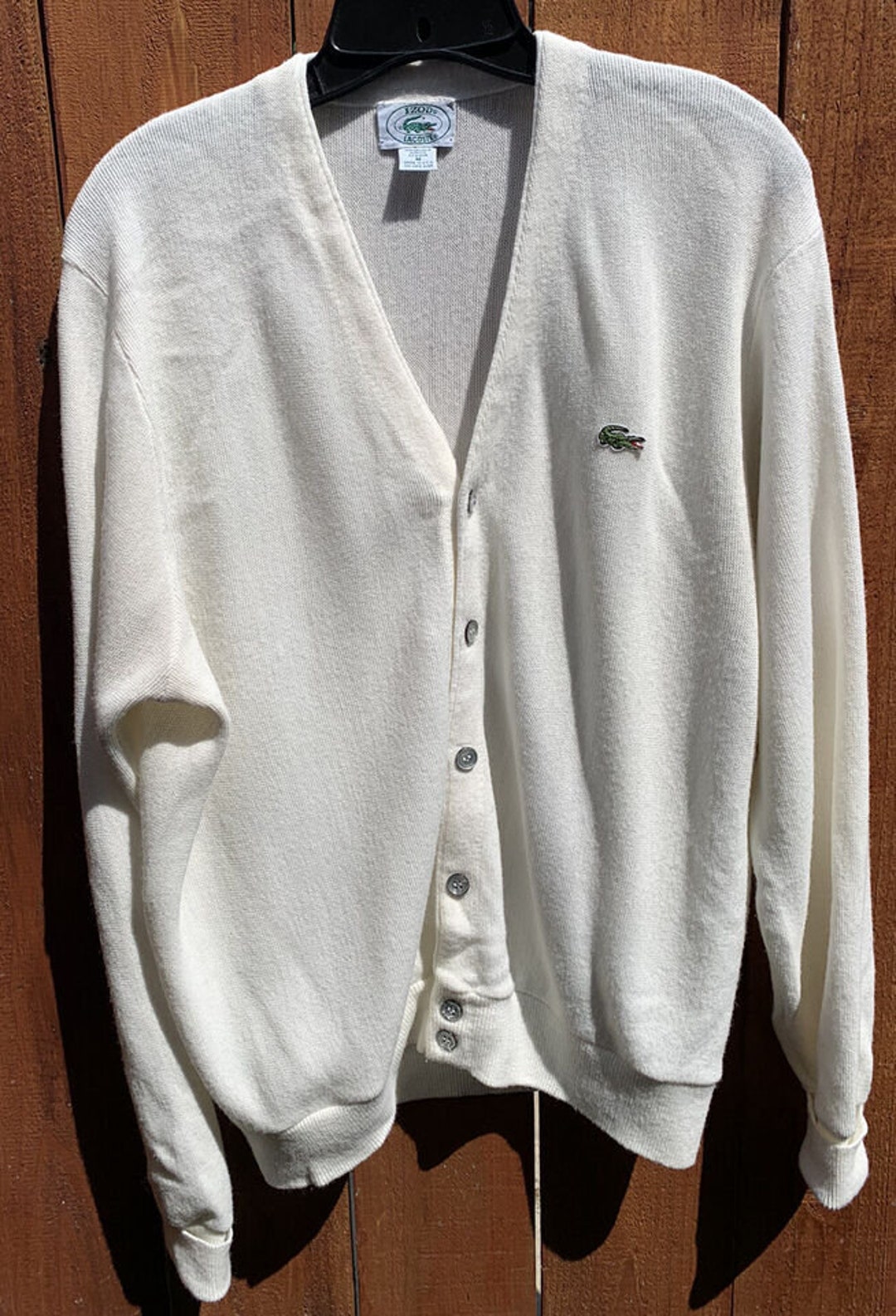 Vintage Mens Izod Lacoste Cardigan Medium Sweater Orlon Acrylic Button USA Ivory - Etsy