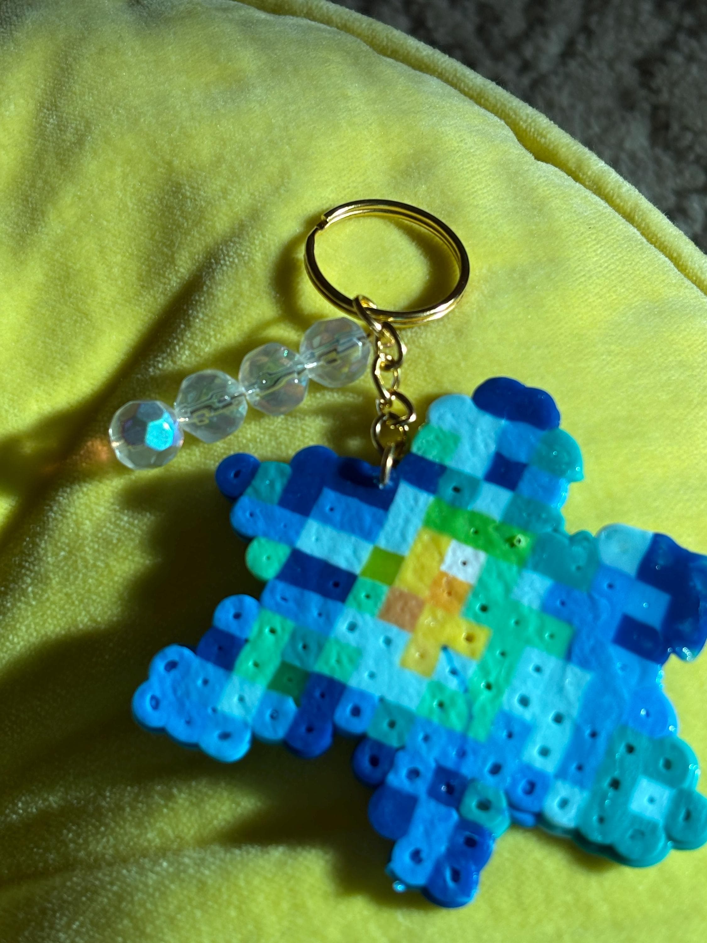 Retro Pixel Art Style Perler Bead Keychain, Melty Bead, Flower Charm ...