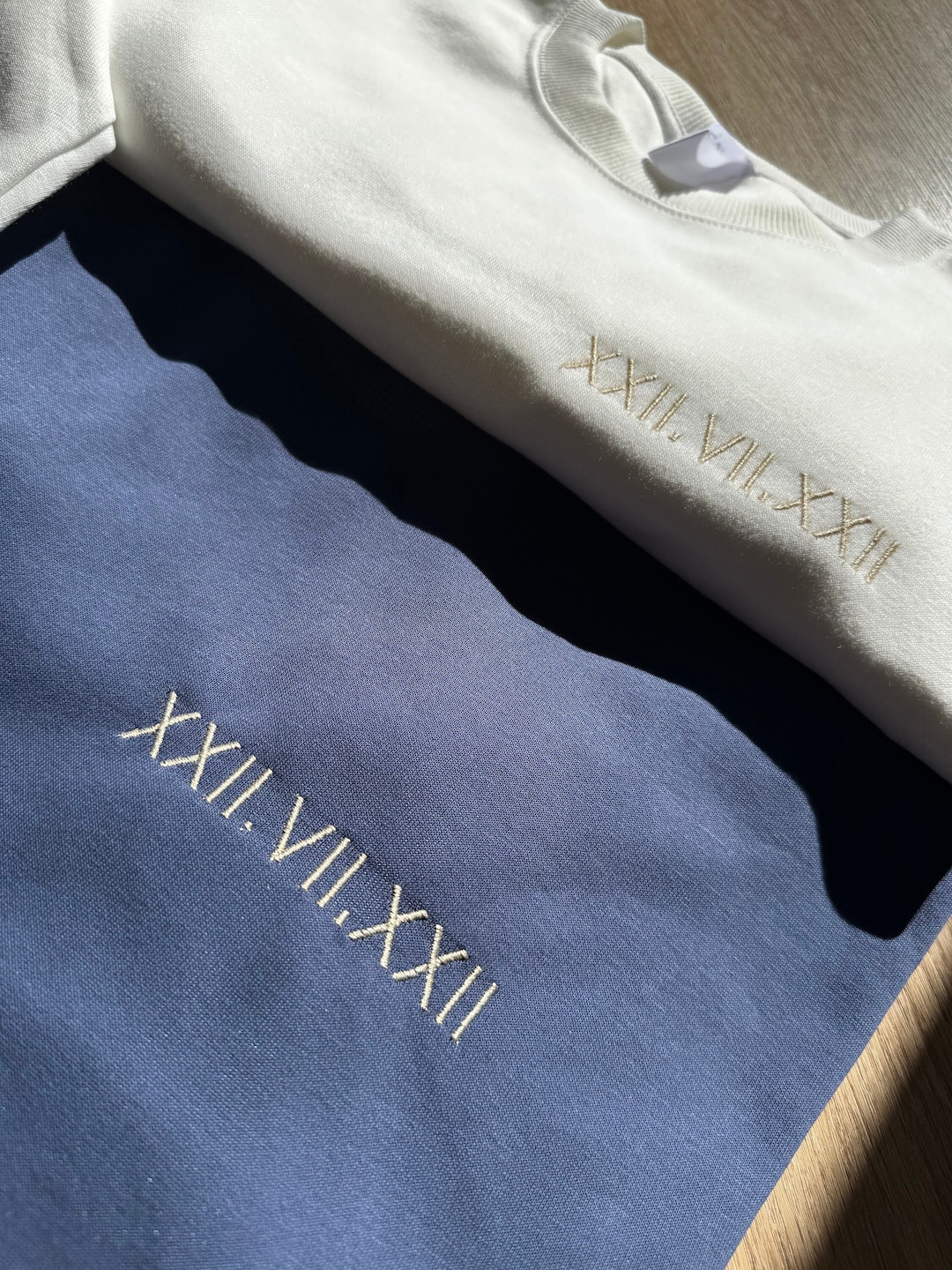 Custom Embroidered Roman Numeral Sweatshirt | Embroidered Couple ...