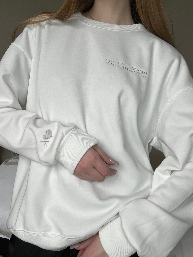 Roman Numerals Custom Embroidery Sweatshirt | 100% Cotton | Couples ...