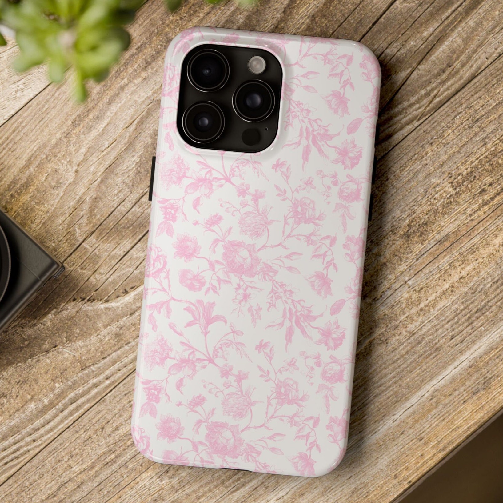 Pink Floral Toile De Jouy Phone Case, Tough Slim Case, French Parisian ...