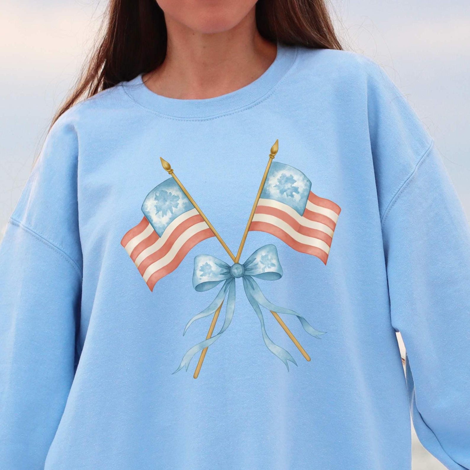 Coquette Watercolor American Flags PNG, Preppy Flag, Preppy Patriotic ...