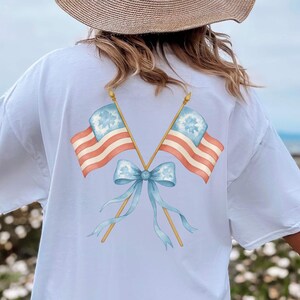 Coquette Watercolor American Flags PNG, Preppy Flag, Preppy Patriotic ...