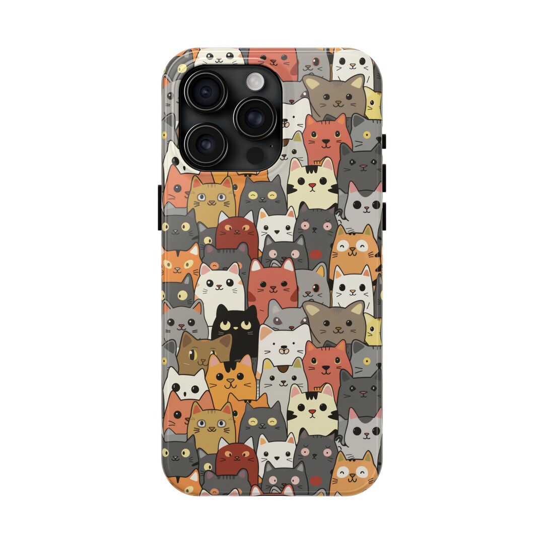 Cat Lover Pet Phone Case, Cartoon Cat iPhone Case, iPhone 15 Pro 15 Pro ...