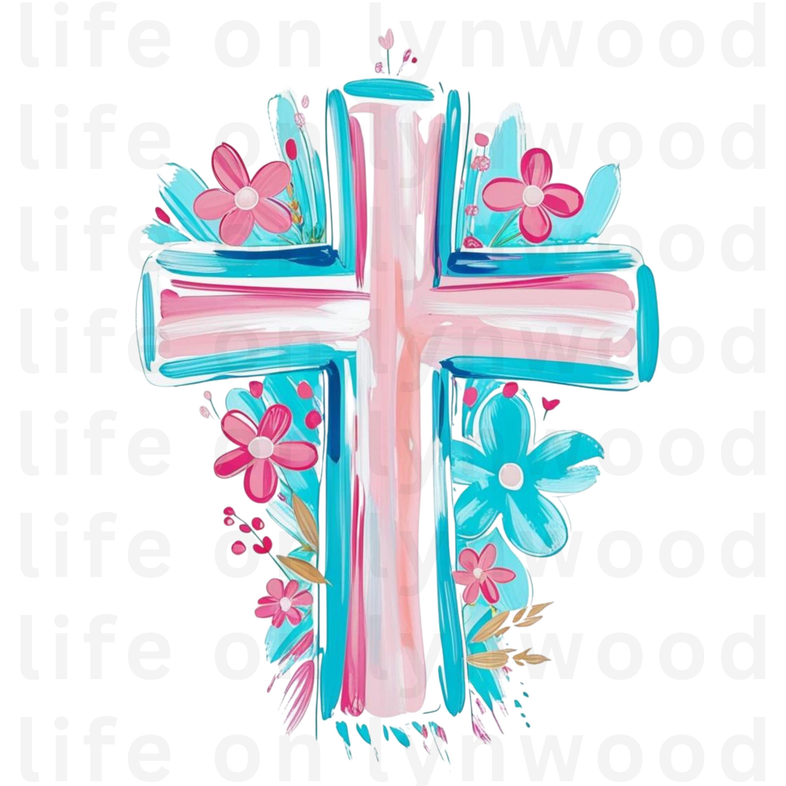 Easter Cross With Florals Png, Easter Cross Clipart, Christian Png ...