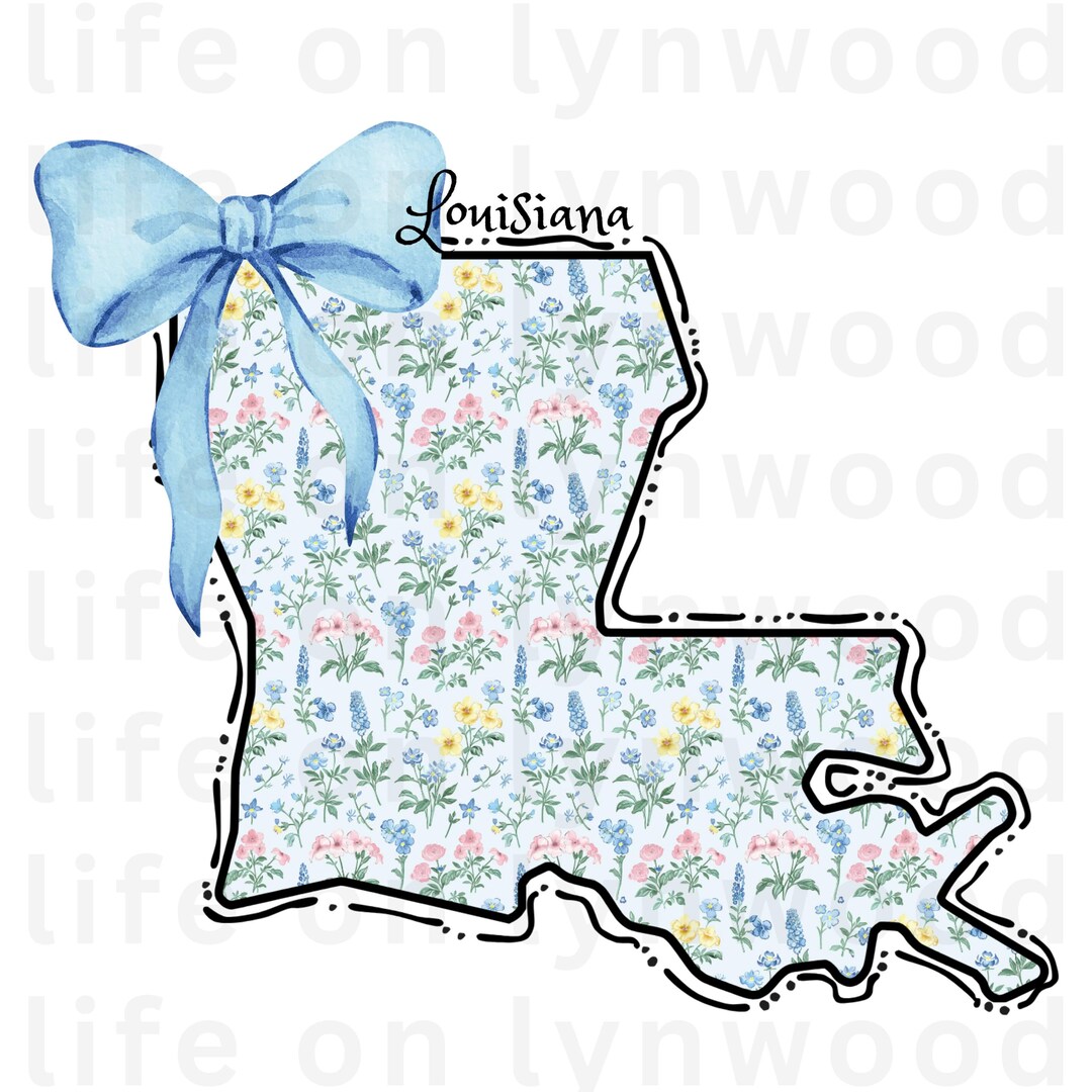 Grandmillennial Louisiana PNG, LA Png, Coquette Png, State Png, Preppy ...