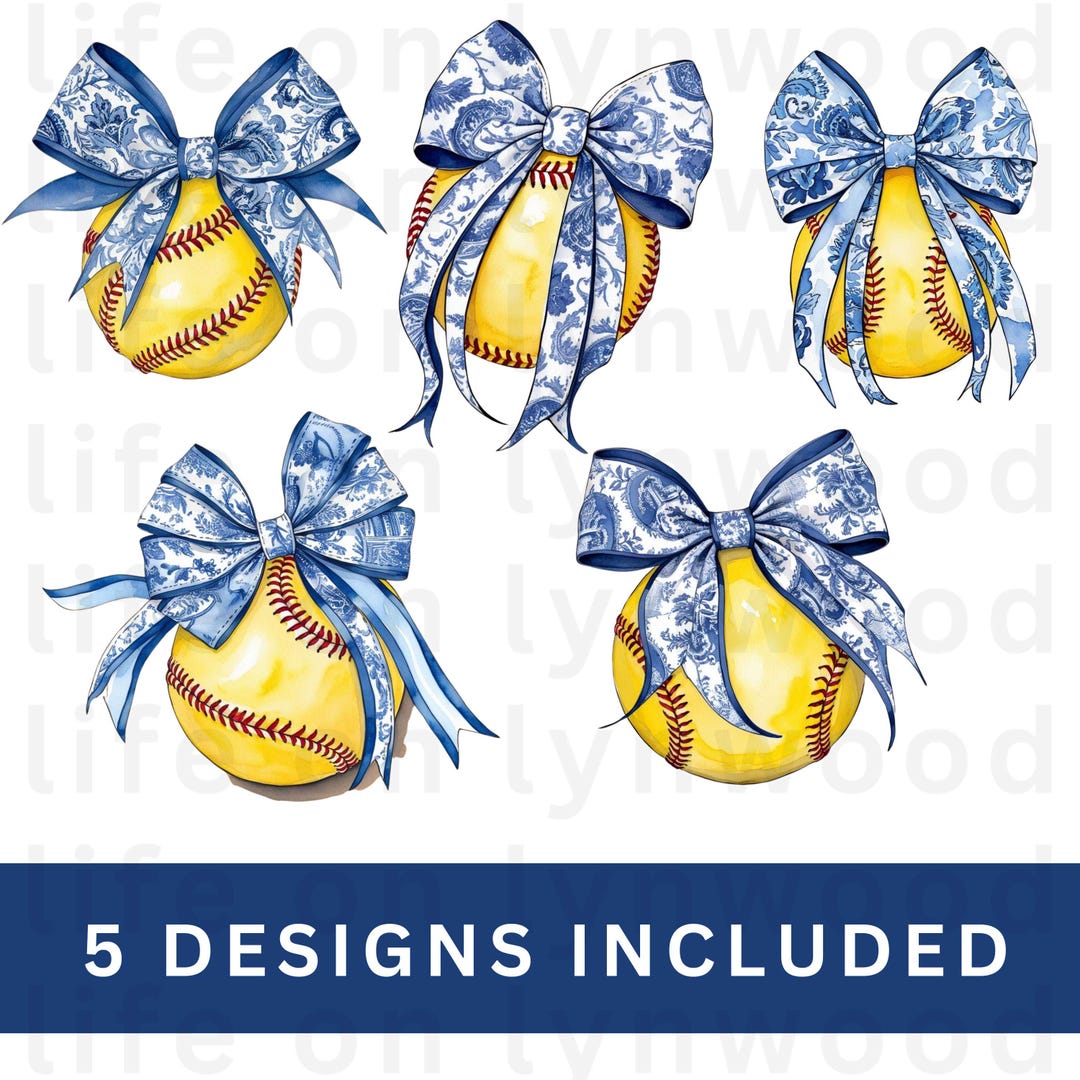 Coquette Blue Bow Softball Png File, Softball Png File, Png File ...