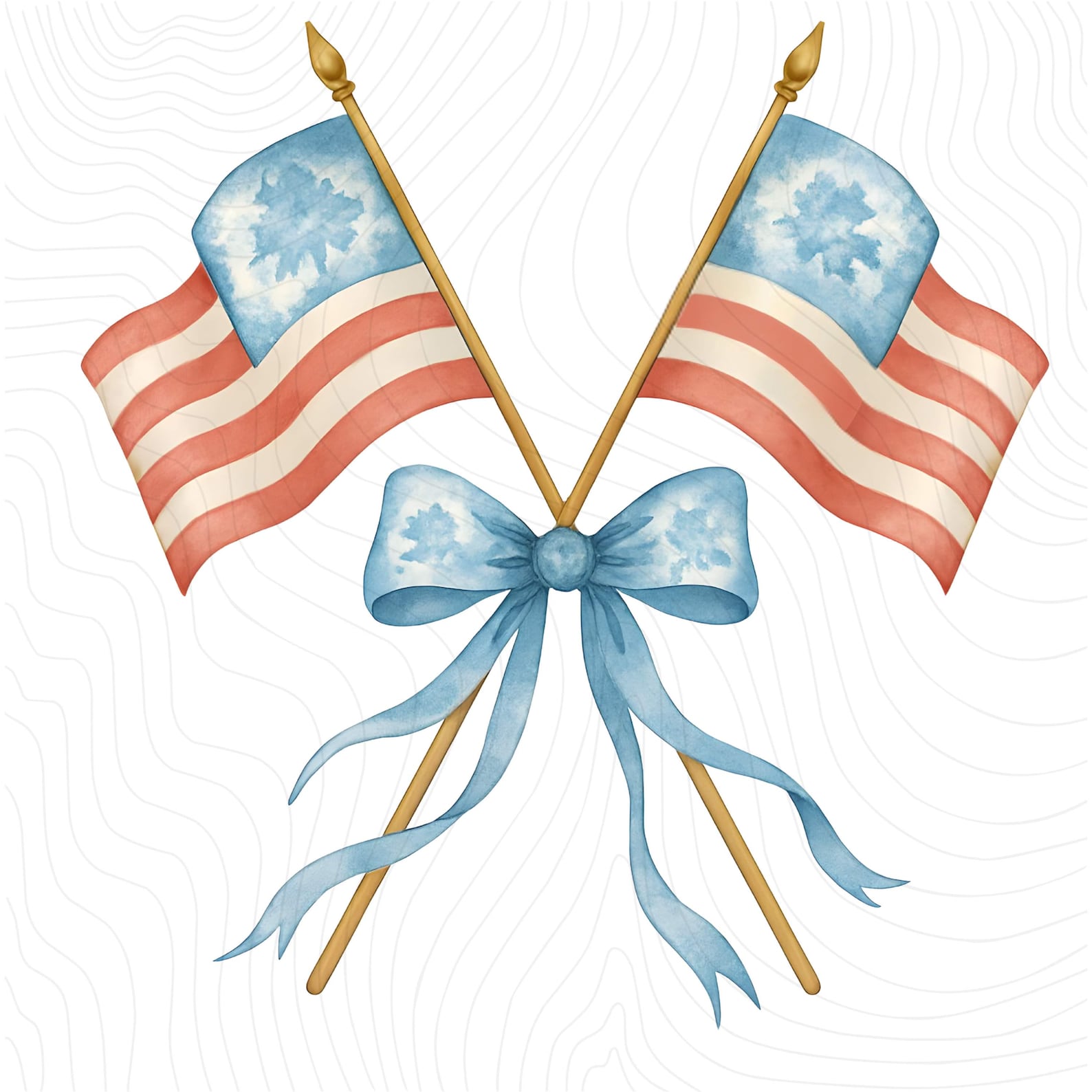 Coquette Watercolor American Flags PNG, Preppy Flag, Preppy Patriotic ...