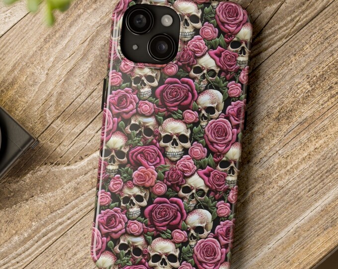 Spooks Come Out at Night Skeleton Phone Case, Embroidered Look Floral ...