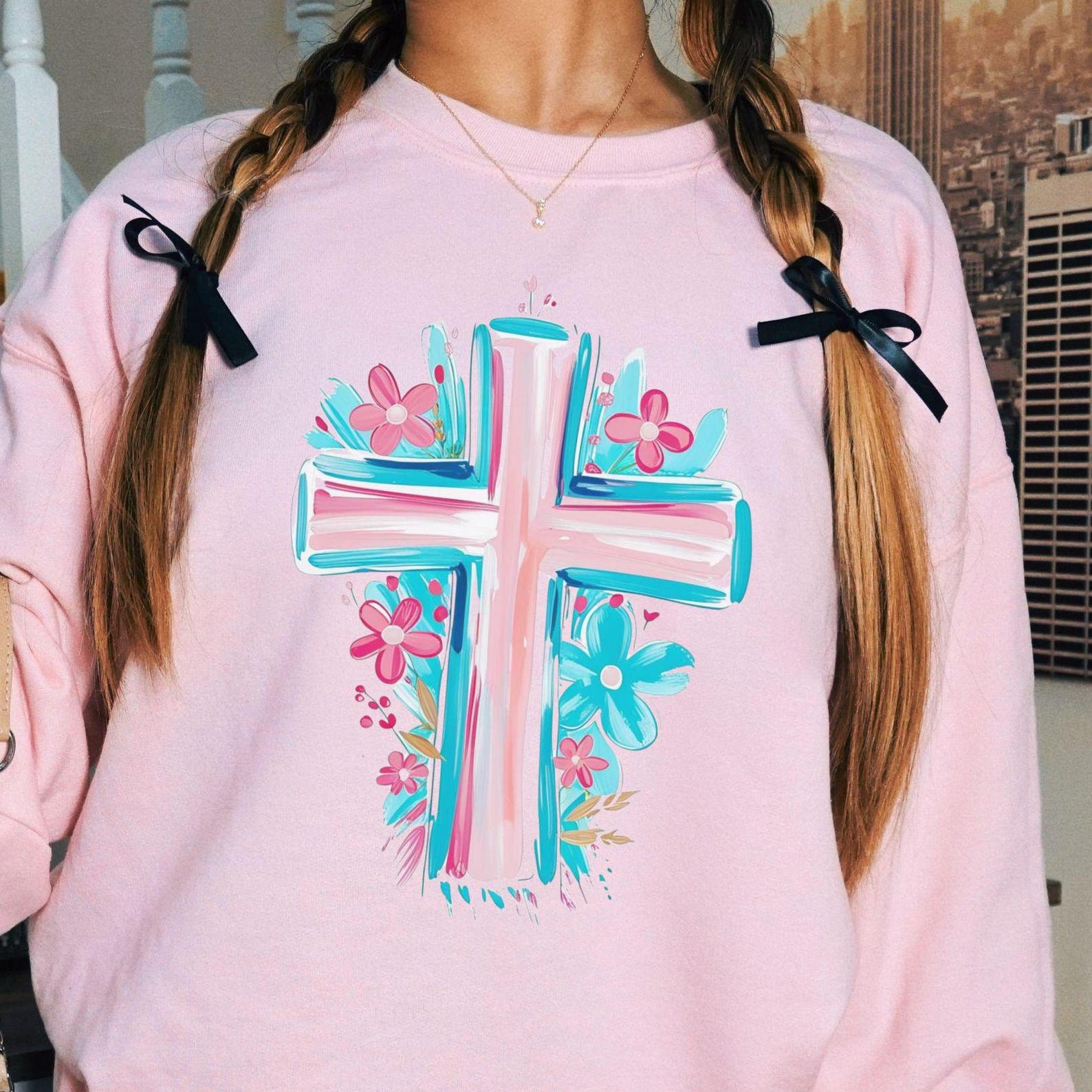 Easter Cross With Florals Png, Easter Cross Clipart, Christian Png ...