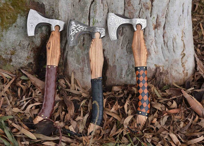 Set of 3 Viking Axe, Hatchin Axe, Camping Axe, Carbon Steel Axe, Unique ...