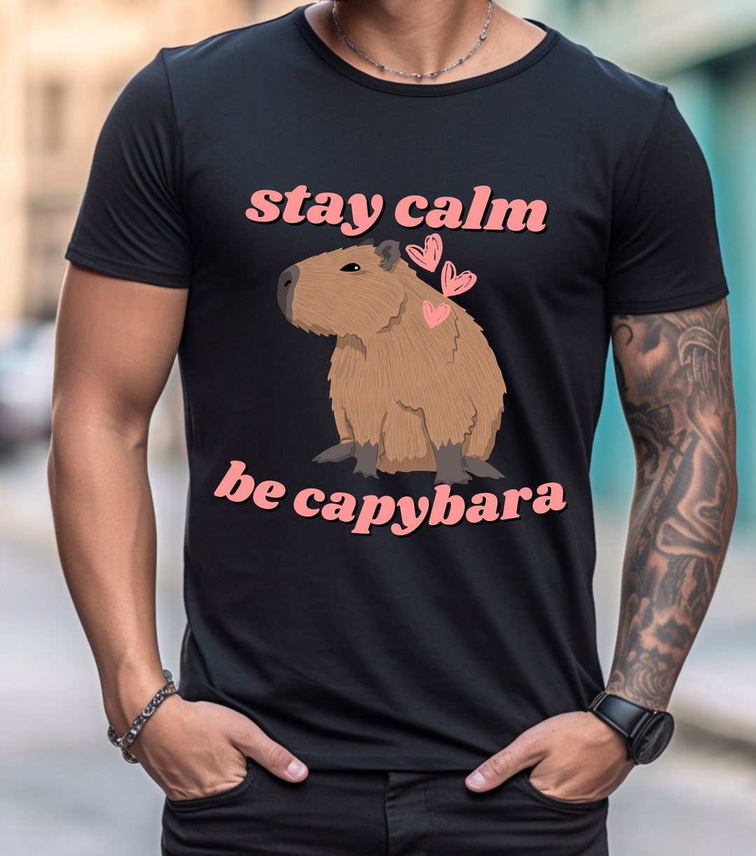 Stay Calm Be Capybara Funny Meme Tshirt, Funny Meme Tshirt, Casual ...
