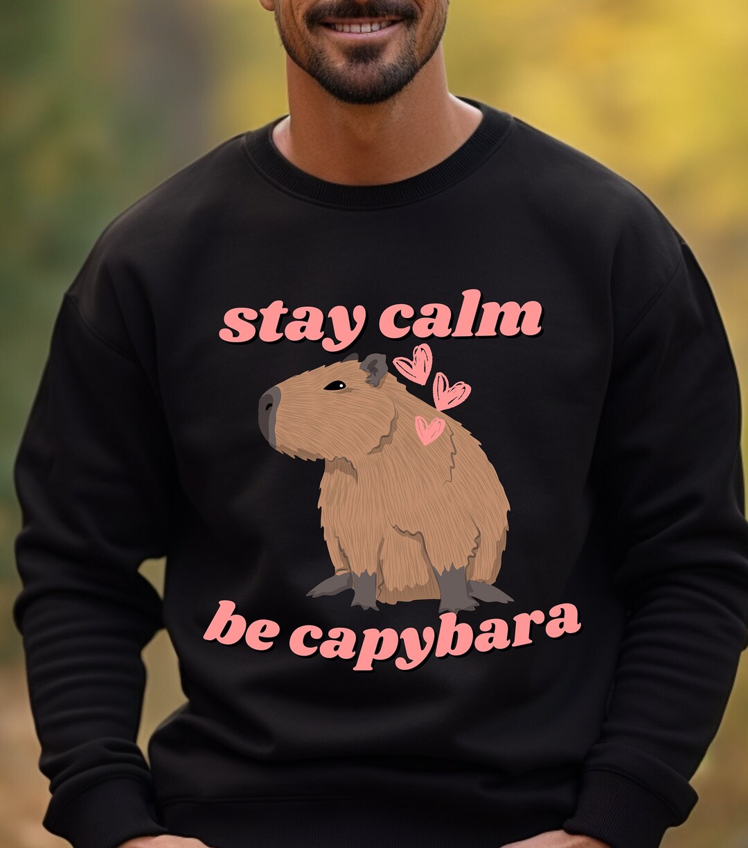 Stay Calm Be Capybara Funny Meme Crewneck, Cool Capybara Crewneck ...