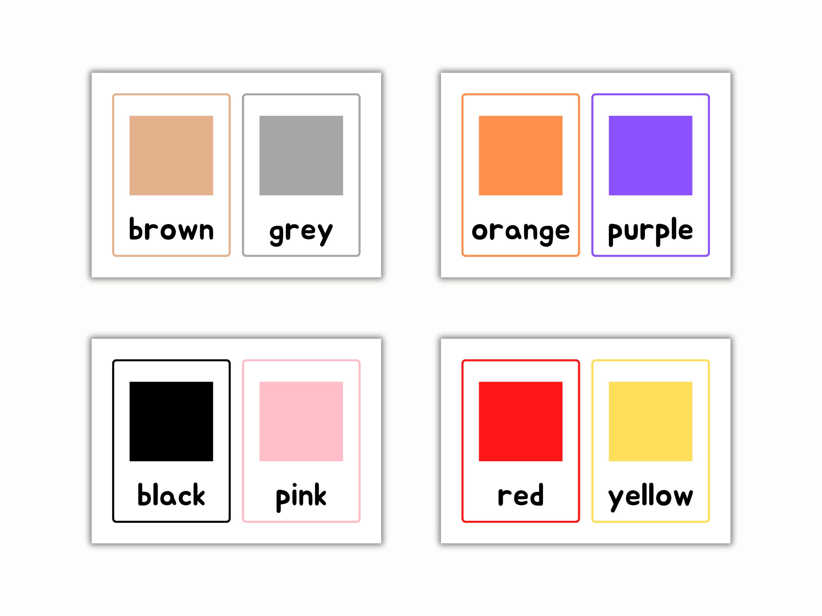 Printable Colour Flash Card, Red, Yellow, Blue Colour Flashcard, Kids ...