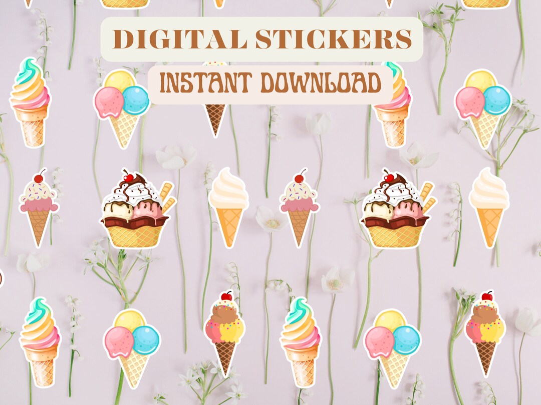 Digital Stickers, Ice Cream Stickers, Goodnotes Stickers, Stickers for ...