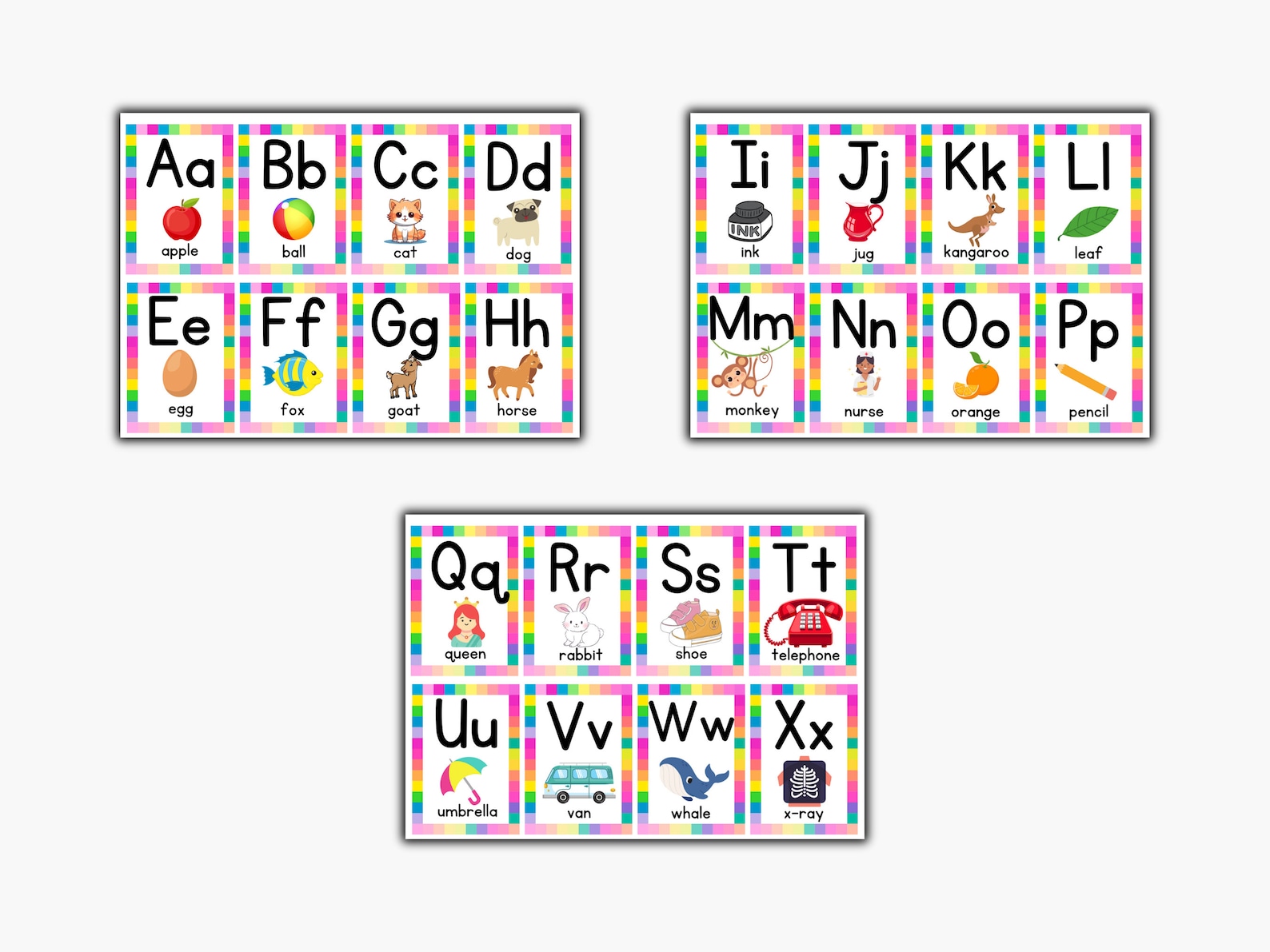 Printable Alphabet Flash Card, 26 Abcs Flashcard, Kids Educational Card ...