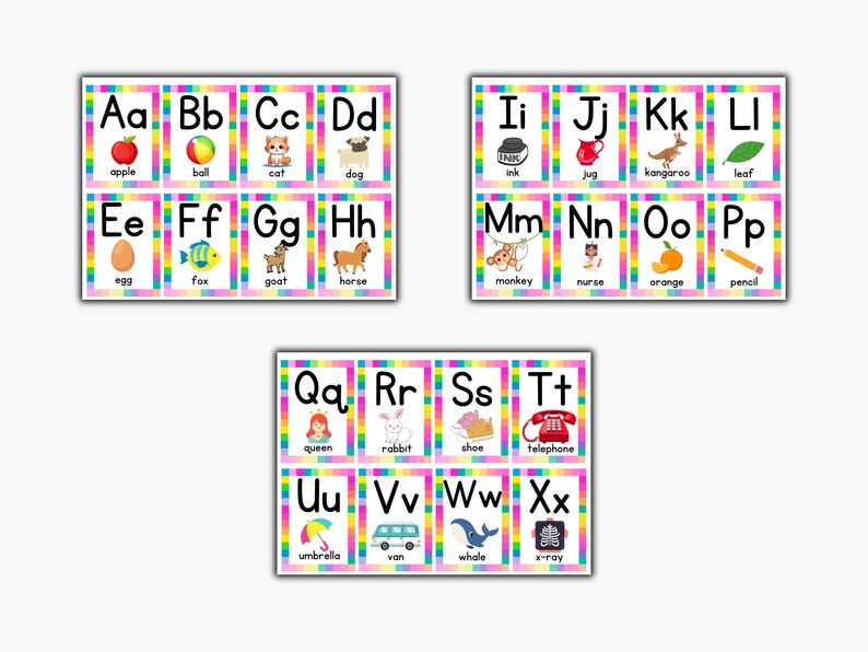 Printable Alphabet Flash Card, 26 Abcs Flashcard, Kids Educational Card ...