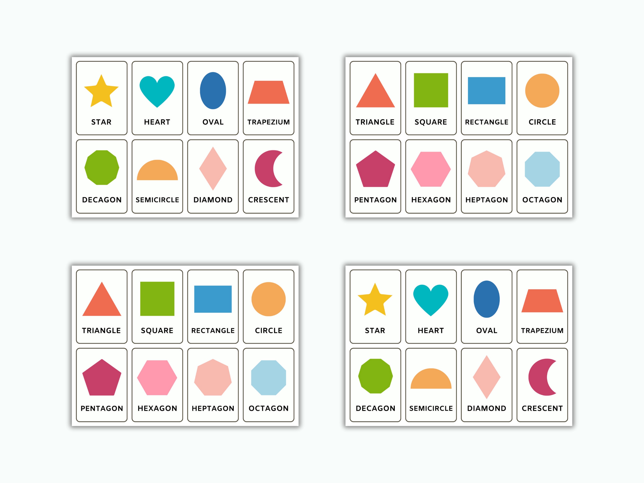 Printable Different Shapes Flash Card, Pre Montessori Material ...